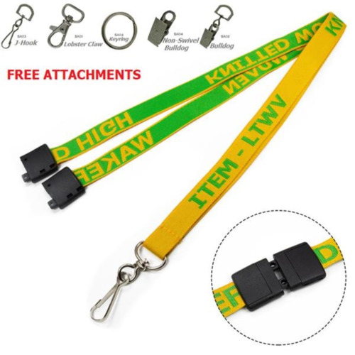Custom Woven Lanyards With Safety Break & Plastic Attachment | Custom ...