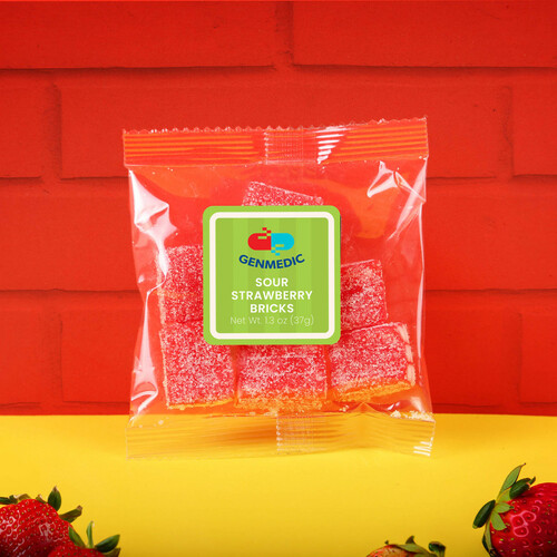 Sour Strawberry Bricks: Taster Packet | Custom Printed As Low As $1.08