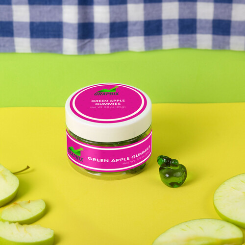 Green Apple Gummies: Small Jar | Custom Printed As Low As $4.73