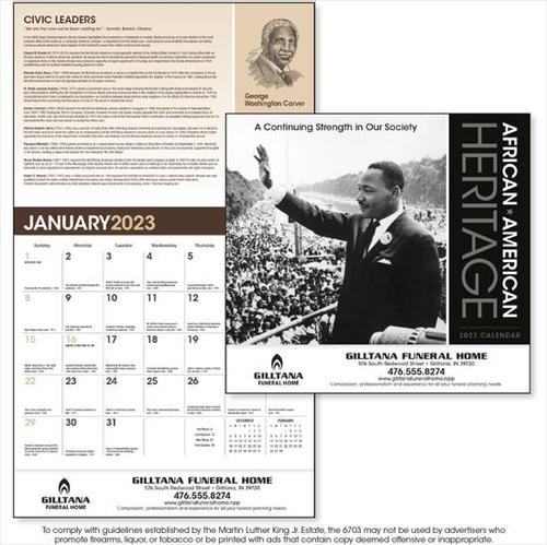 African American Heritage: Dr. Luther King, Jr. Calendar | Custom ...