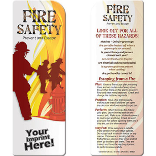 Bookmark Fire Safety: Prevent And Escape | Custom Printed As Low As $0.35